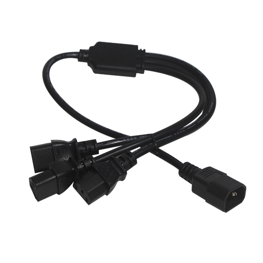 Durable OEM ODM Power C14 C13 3 Way Splitter Extension Cord 0.8m IP11