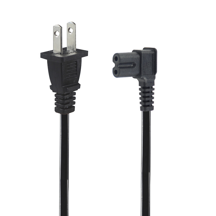 US 2 Pin to C7 Right Angle Power Cord - 90° UL Certified 125V 10A (6ft ...