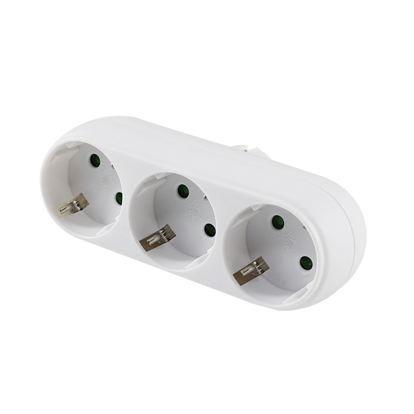 European 3-Way Power Plug Adapter with 3 AC Outlets 250V 10A Compact ...